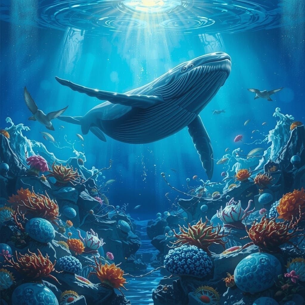 the beauty of a whale - Whale Breaking Ocean Surface in Ethe...