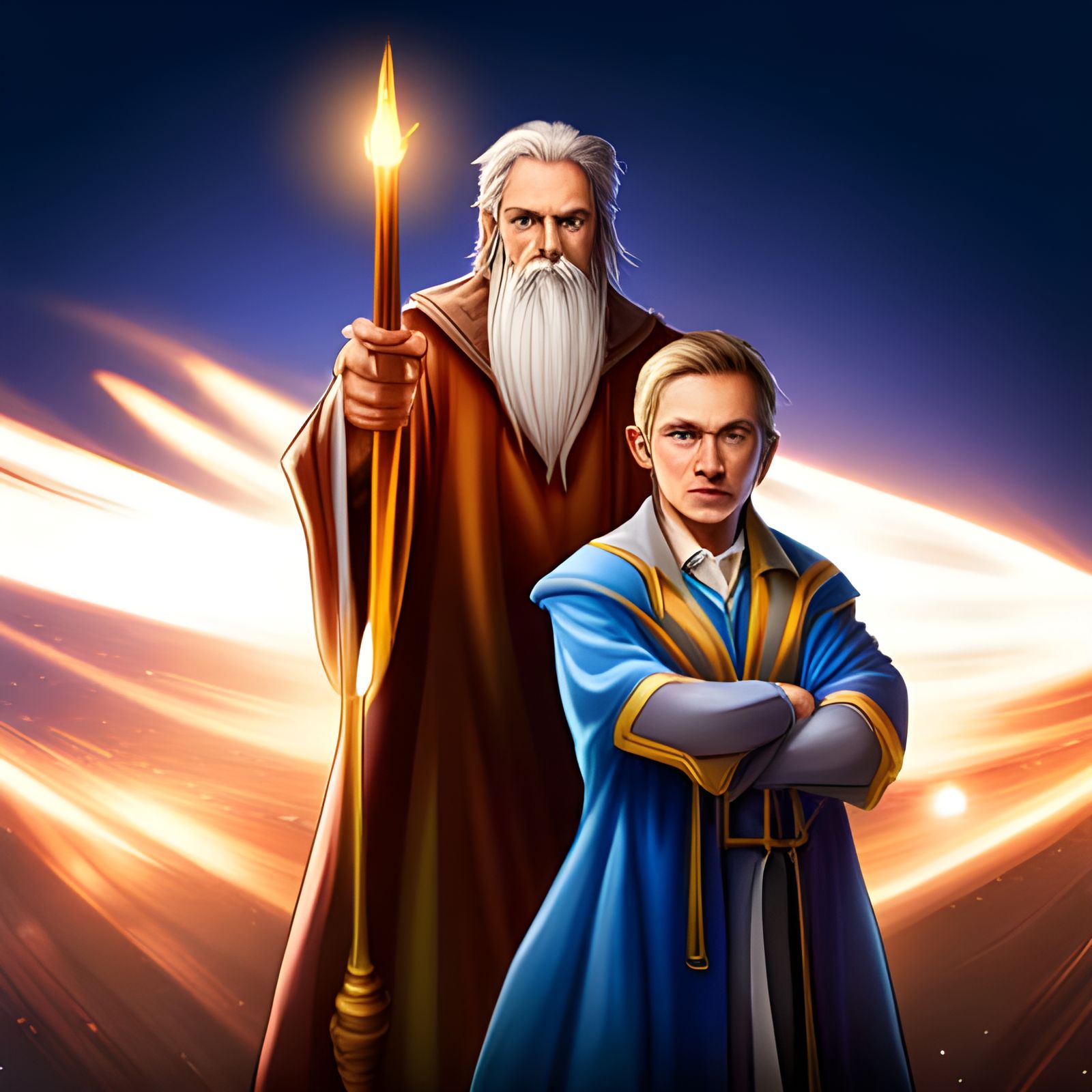 Wizard Master and Sorcerer Apprentice - AI Generated Artwork ...