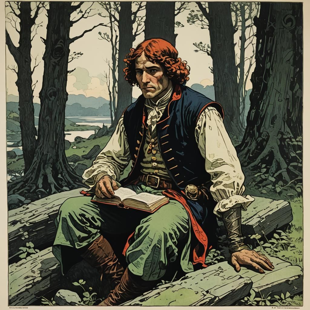 colorful book illustration in the style of Howard Pyle, - AI Generated ...