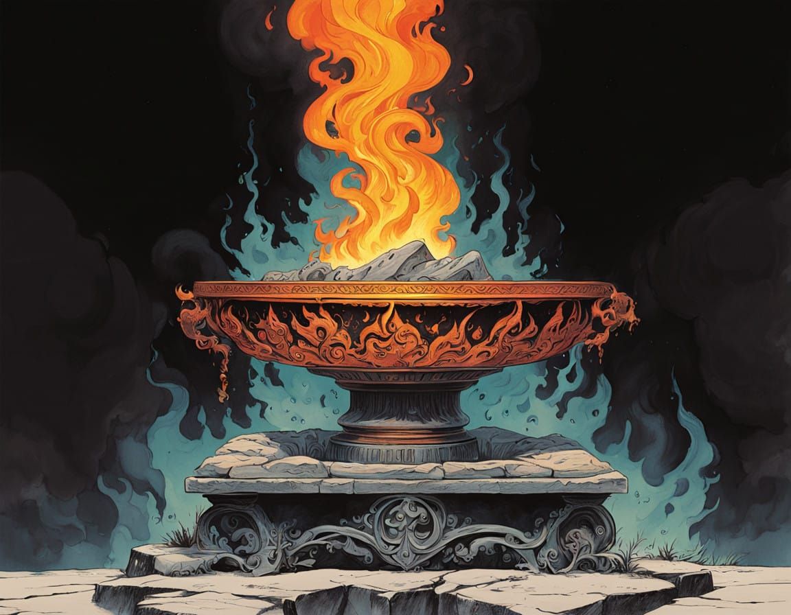 Burnt Offerings - Flaming Altar in Sword and Sorcery Style