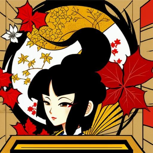 Vintage 16-Bit Computer Game in Hanafuda Style - AI Art