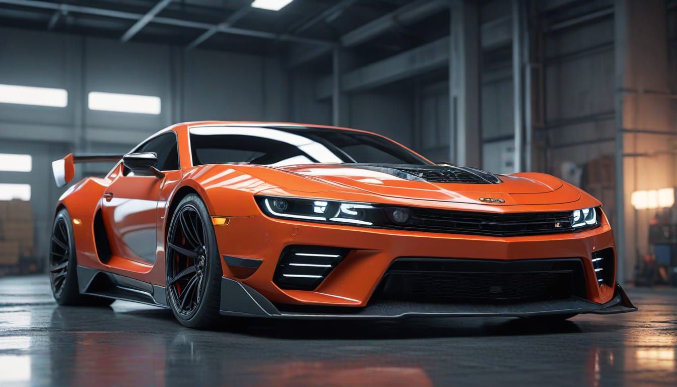 Sleek Futuristic Muscle Car Unveiled in High-Tech ... - AI Art