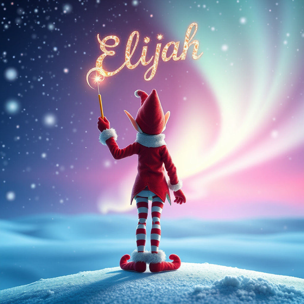 A happy Elf on the Shelf, dressed in vibrant winter attire, with ...