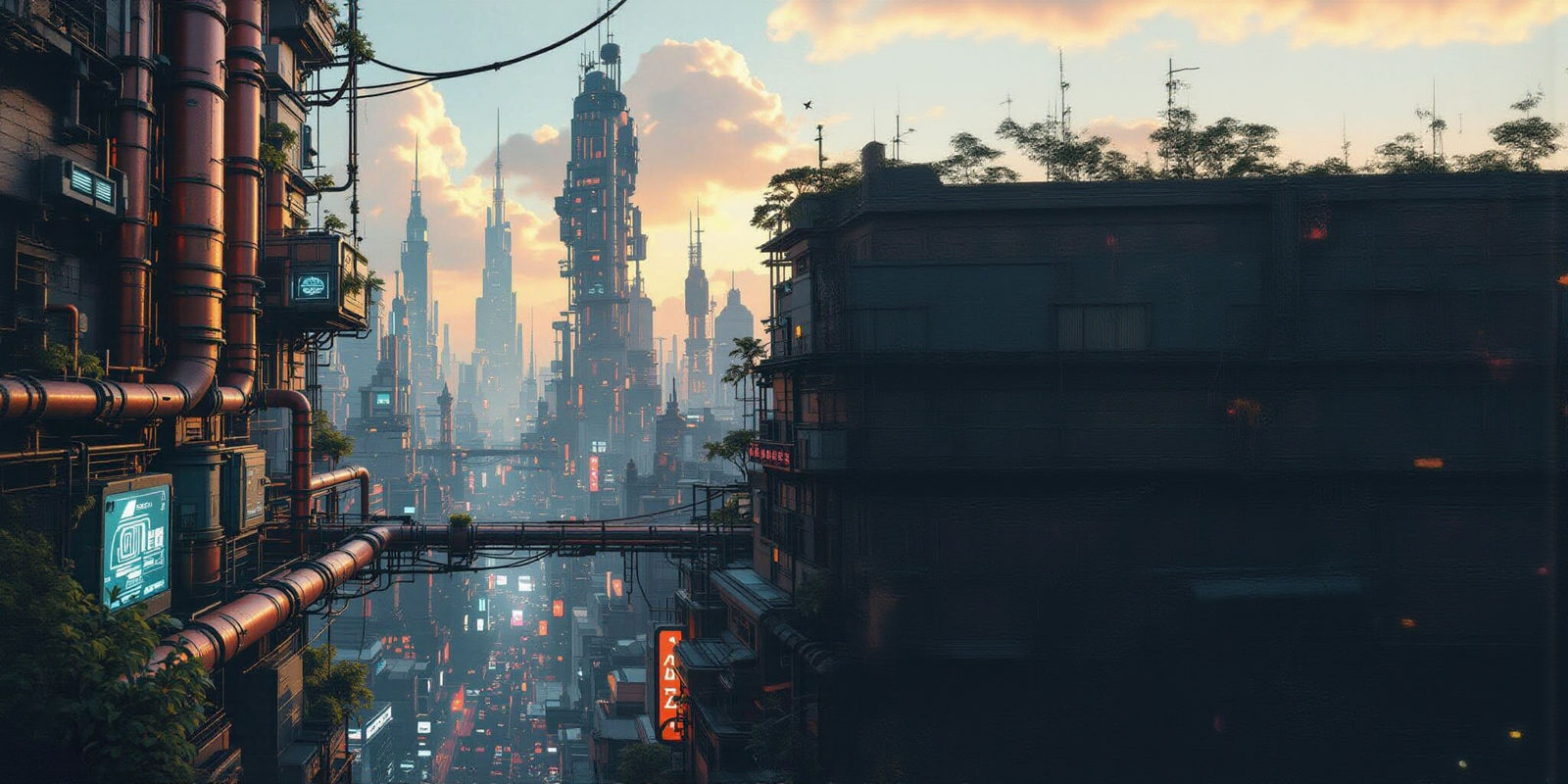 Cyberpunk Wire Pipe Network in Earthy Organic Styl... - AI Art