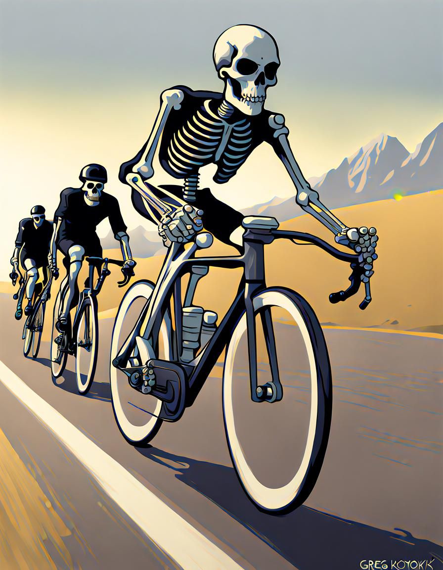 Skeleton on bike - AI Generated Artwork - NightCafe Creator