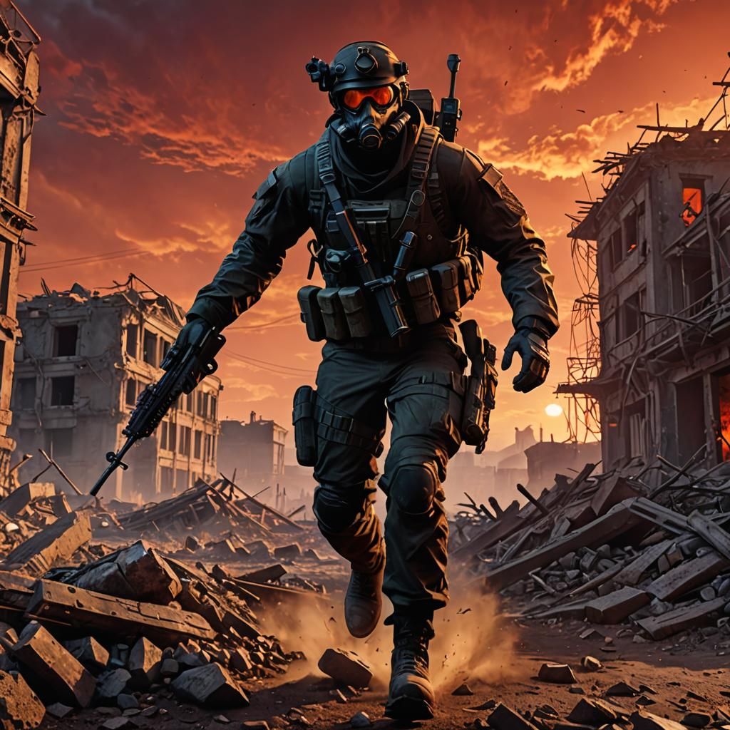 Stalker with rifle (running pose) - AI Generated Artwork - NightCafe ...