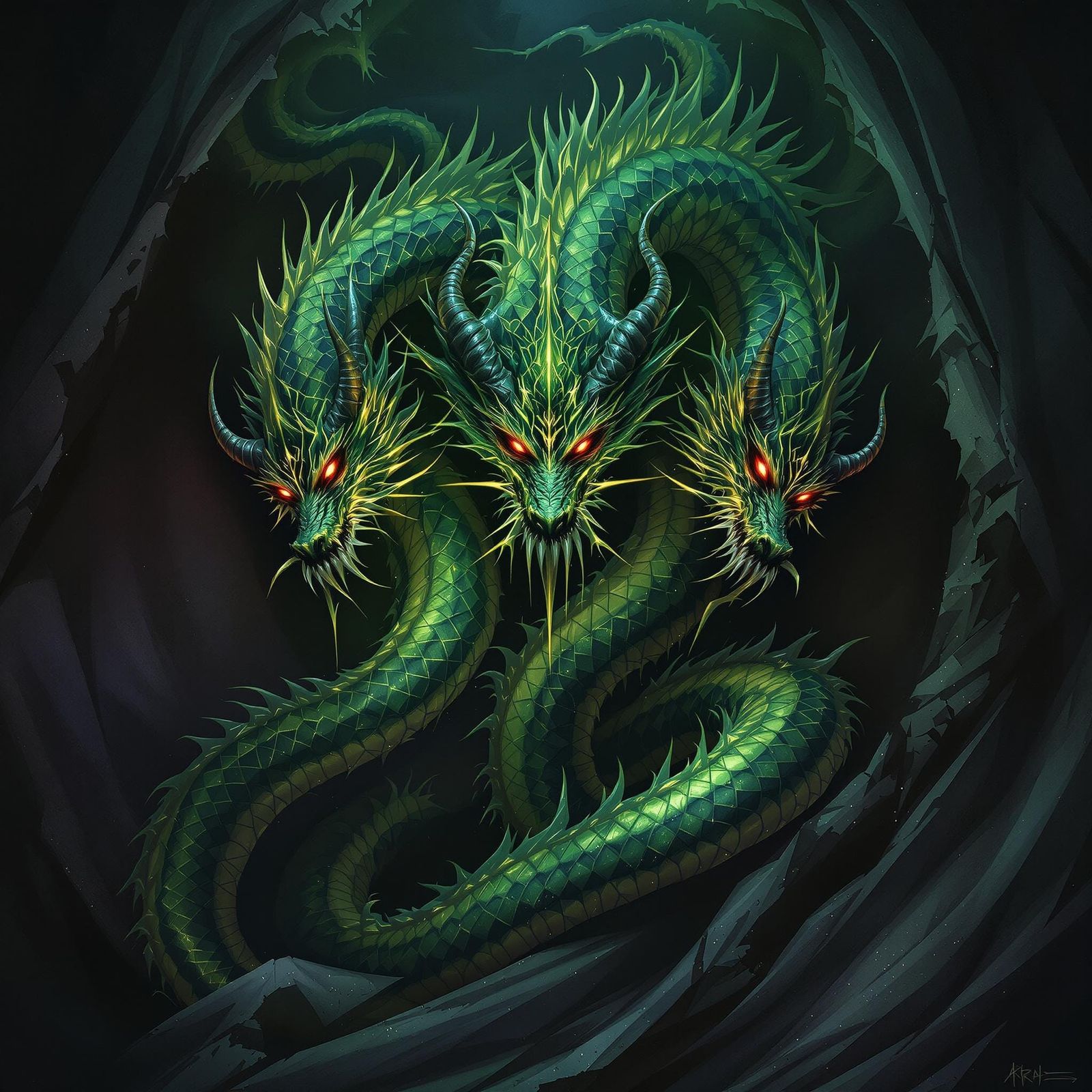 Claws like obsidian daggers dripped luminescent ichor. Skin, a tapestry of emerald scales ...