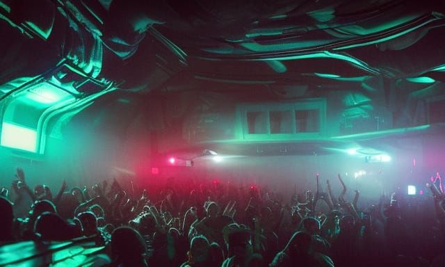 alien, party, warehouse, underground music, cyberpunk, otherworldly ...