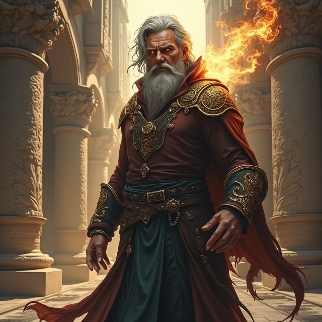 Mid-Aged Warlock with Mystic Aura - AI Art