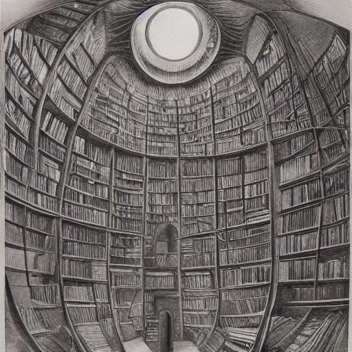 16k resolution, art by Jorge Luis Borges, Umberto Eco, infinite ...