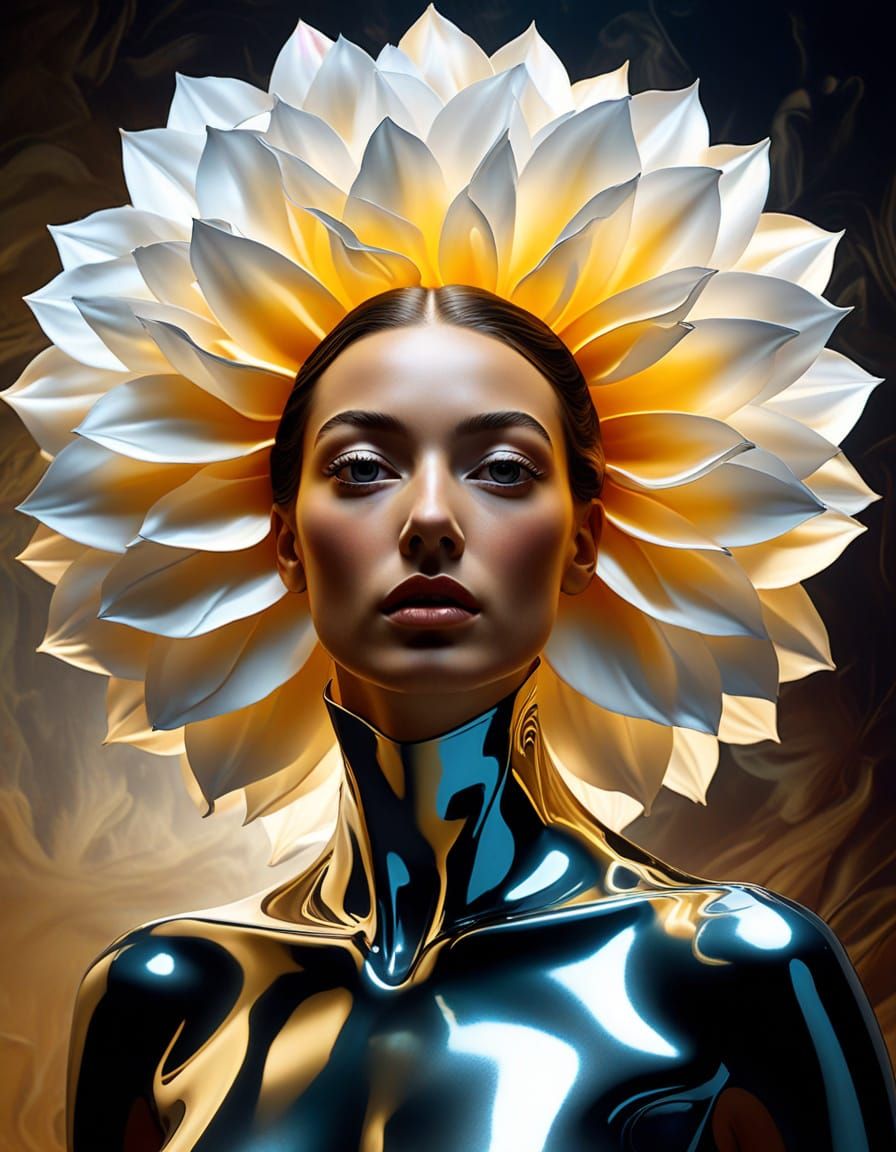 Ethereal Surrealist Figure in Translucent Gold - AI Art