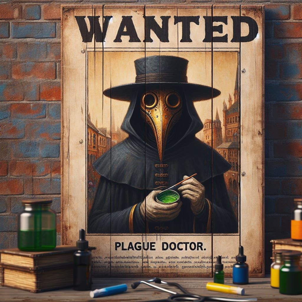 Plague Doctor "Wanted" Poster - AI Generated Artwork - NightCafe Creator