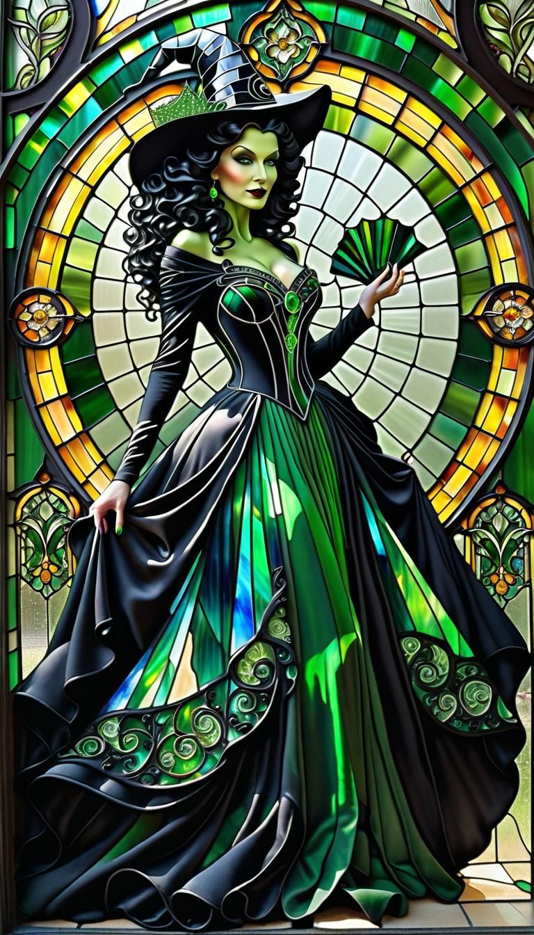 Stained Glass Elphaba, The Wicked Witch of the West, v2 - AI Generated ...
