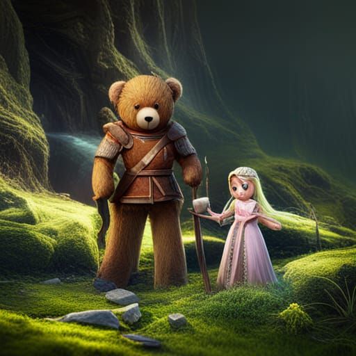a teddy bear knight guarding a fairy princess - AI Generated Artwork ...