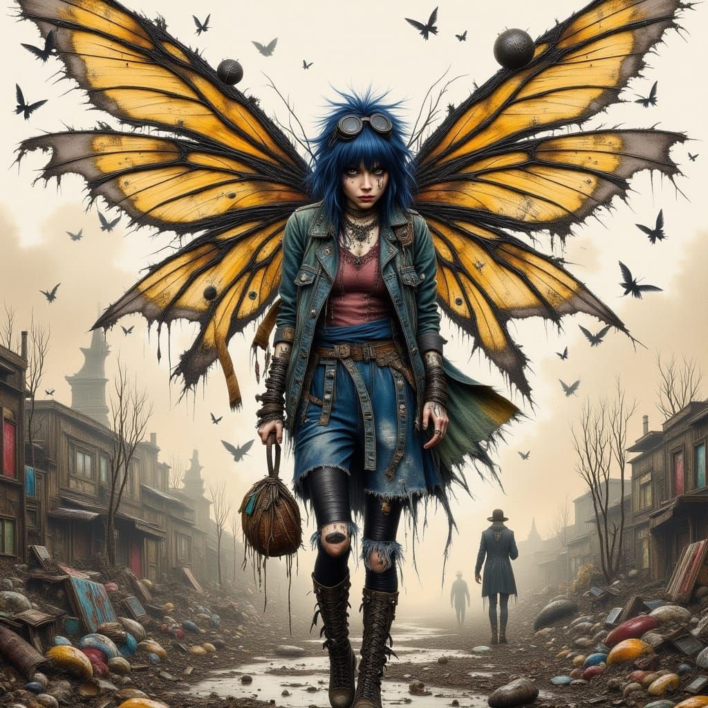 Goth homeless Fairy - Gothic Homeless Fairy in a Desolate Po...