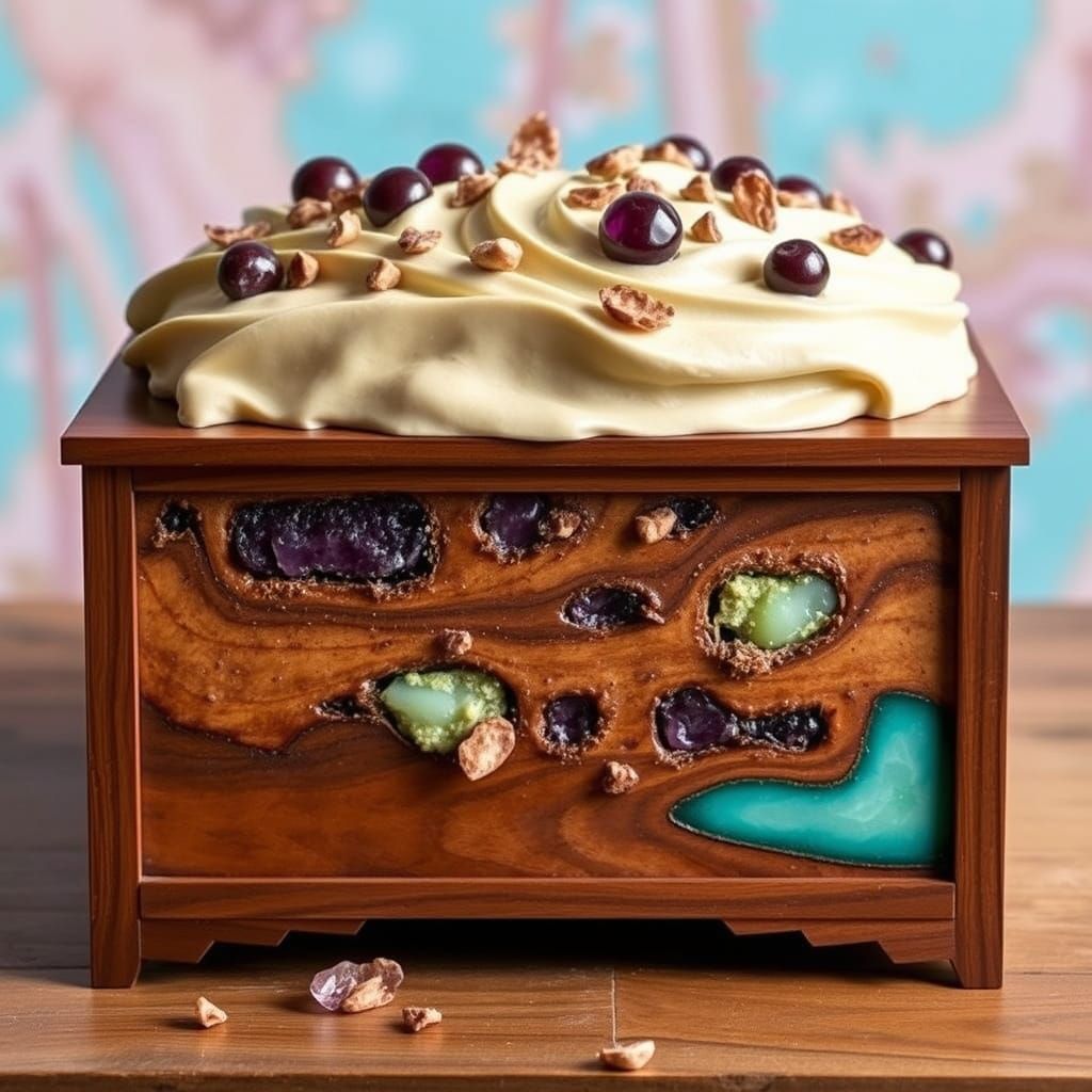 Cyberpunk Pudding Landscape with Mahogany Accents - AI Art