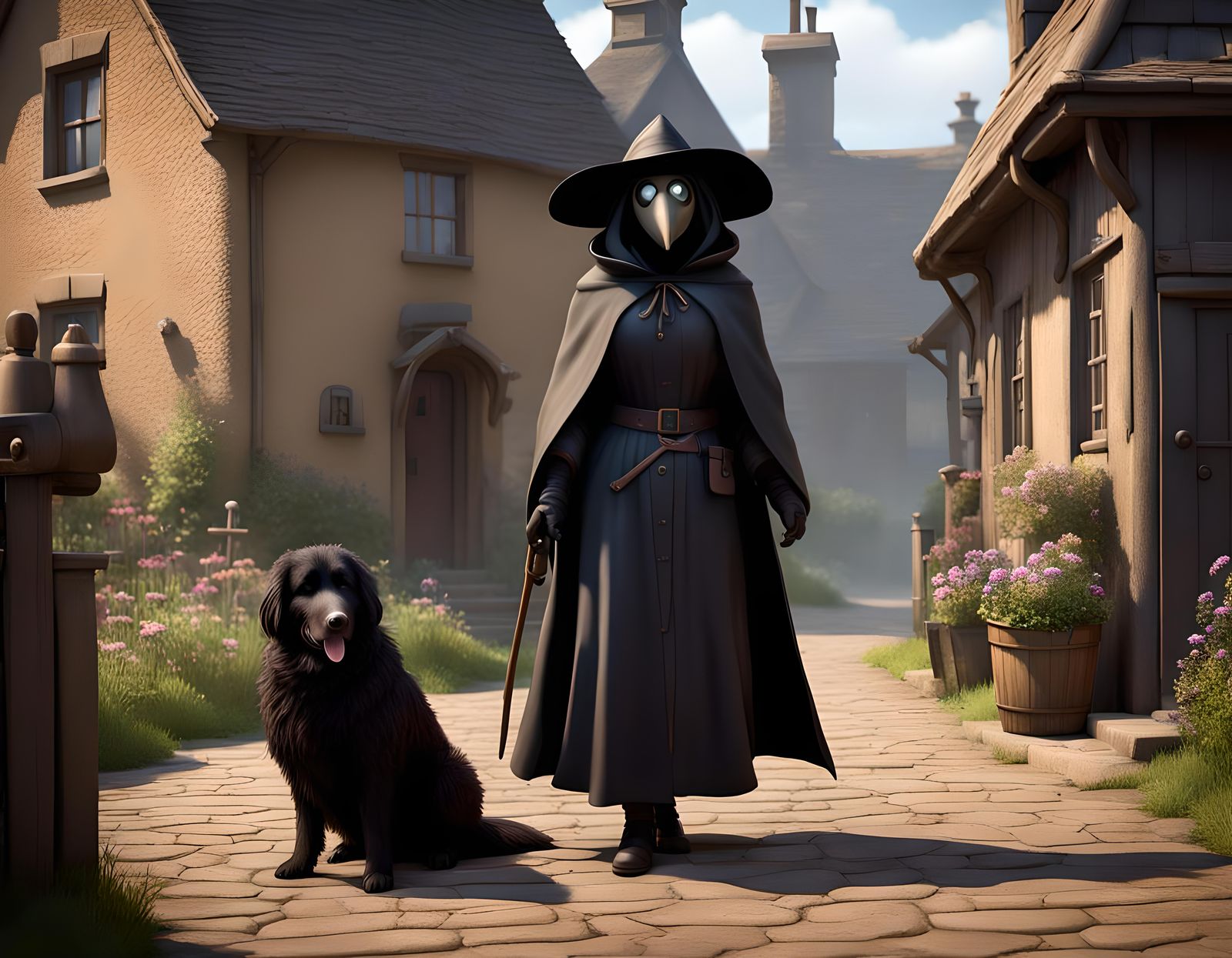Plague Doctor & Therapy Dog IX - AI Generated Artwork - NightCafe Creator