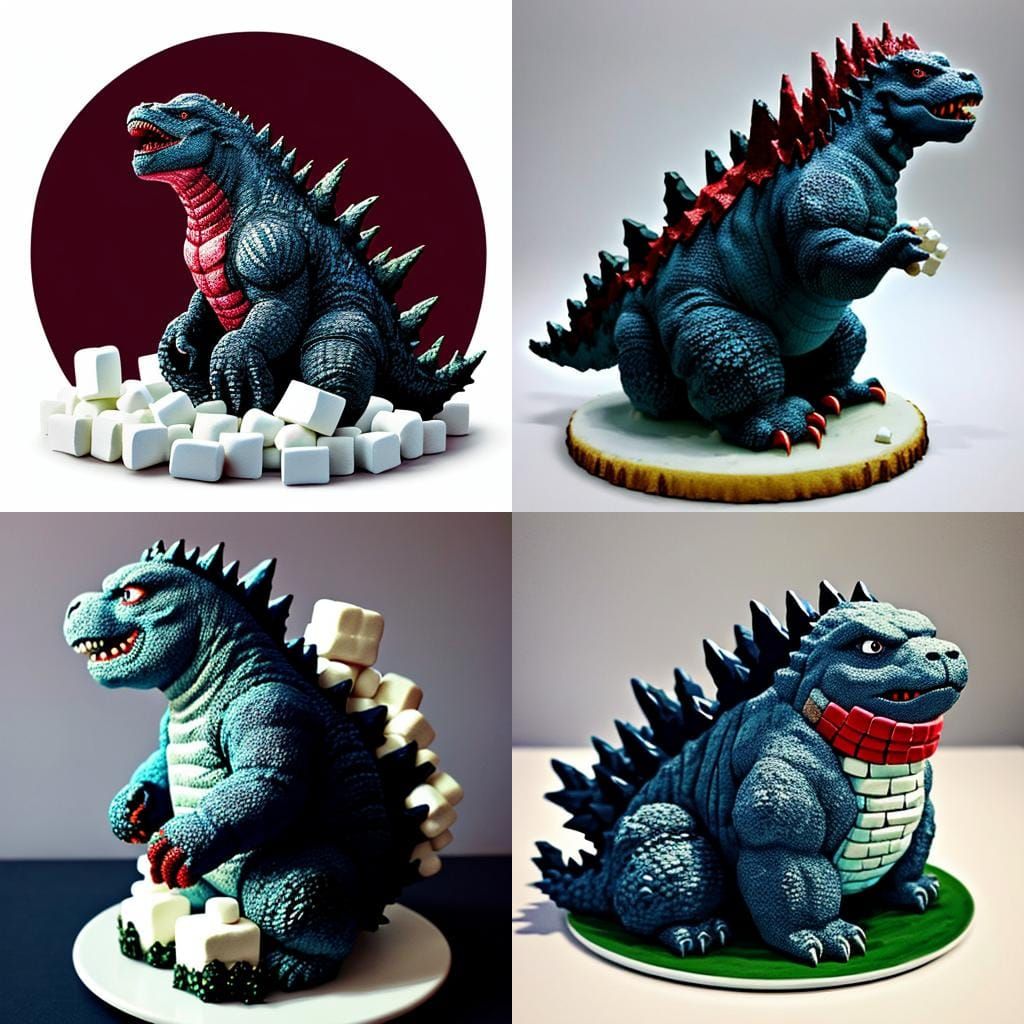 Godzilla made of Marshmallows and Raspberry Jam - AI Generated Artwork ...