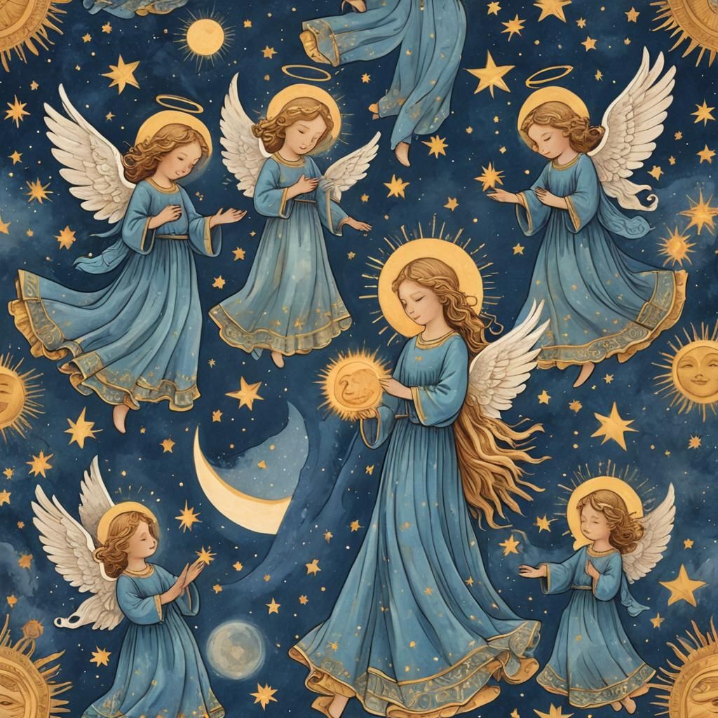 Angels in blue - AI Generated Artwork - NightCafe Creator