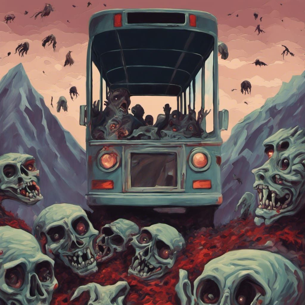 Tim Burton Alfred Hitchcock film noir Bus full of zombies falling out ...