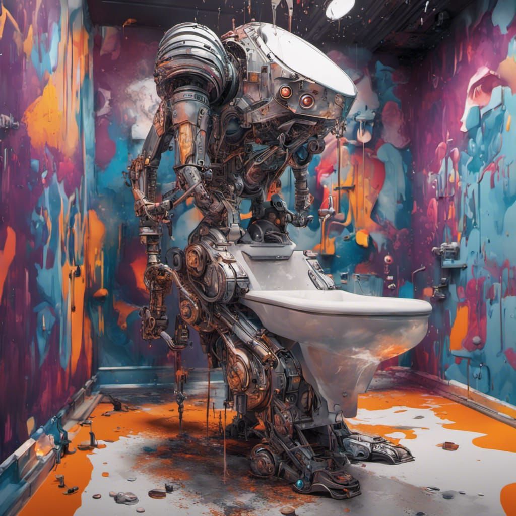 Futuristic bathroom mech Hyperrealistic, splash art, concept art, mid ...