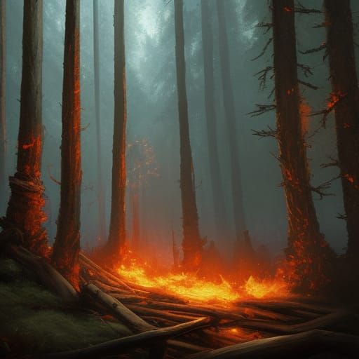 the burning forest - AI Generated Artwork - NightCafe Creator