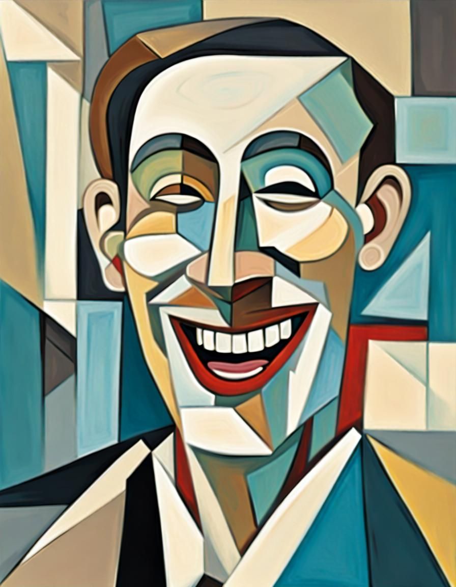 Laughing Man, Cubist Portrait - AI Generated Artwork - NightCafe Creator