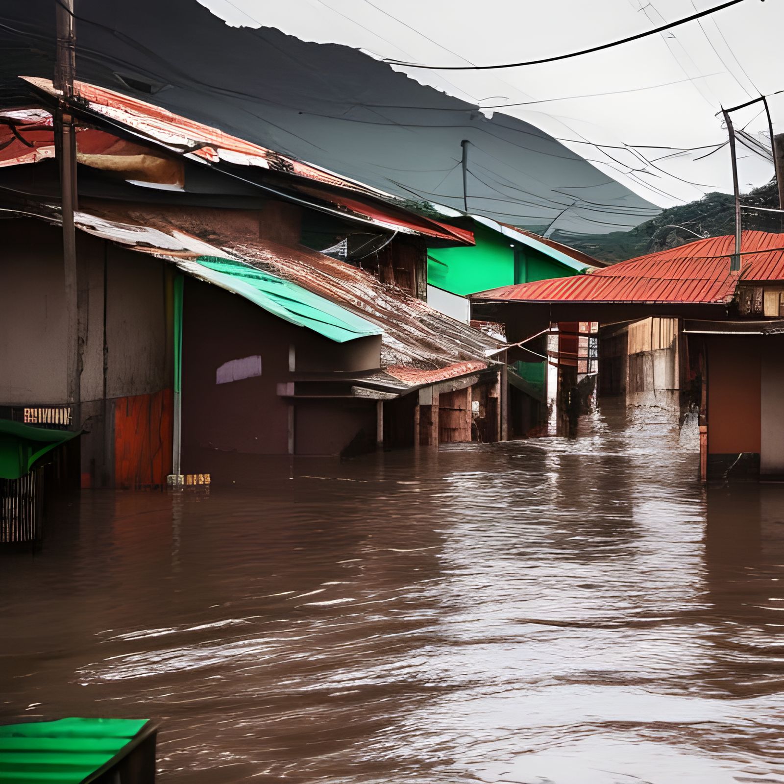 Favela under chaotic flood - AI Generated Artwork - NightCafe Creator