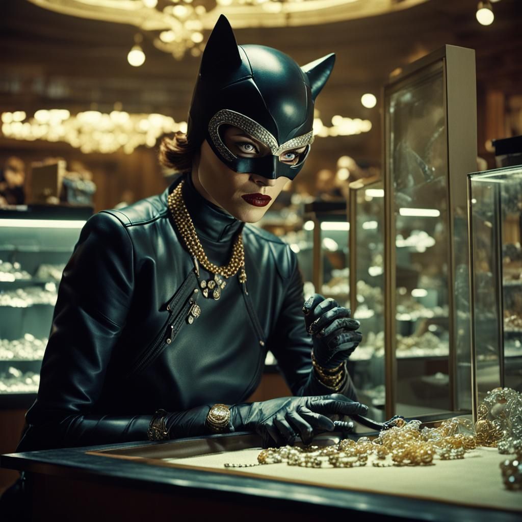 Catwoman robbing diamond Jewellery store. - AI Generated Artwork ...