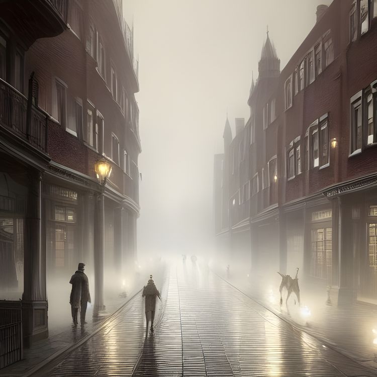 London Street in the Mist - AI Generated Artwork - NightCafe Creator