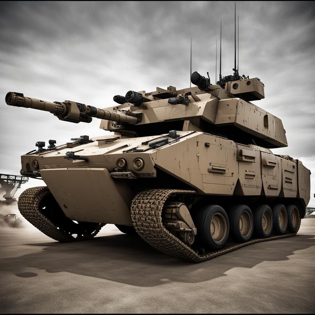 A military APC rebuilt with "Armored core" type parts, extra weapons ...