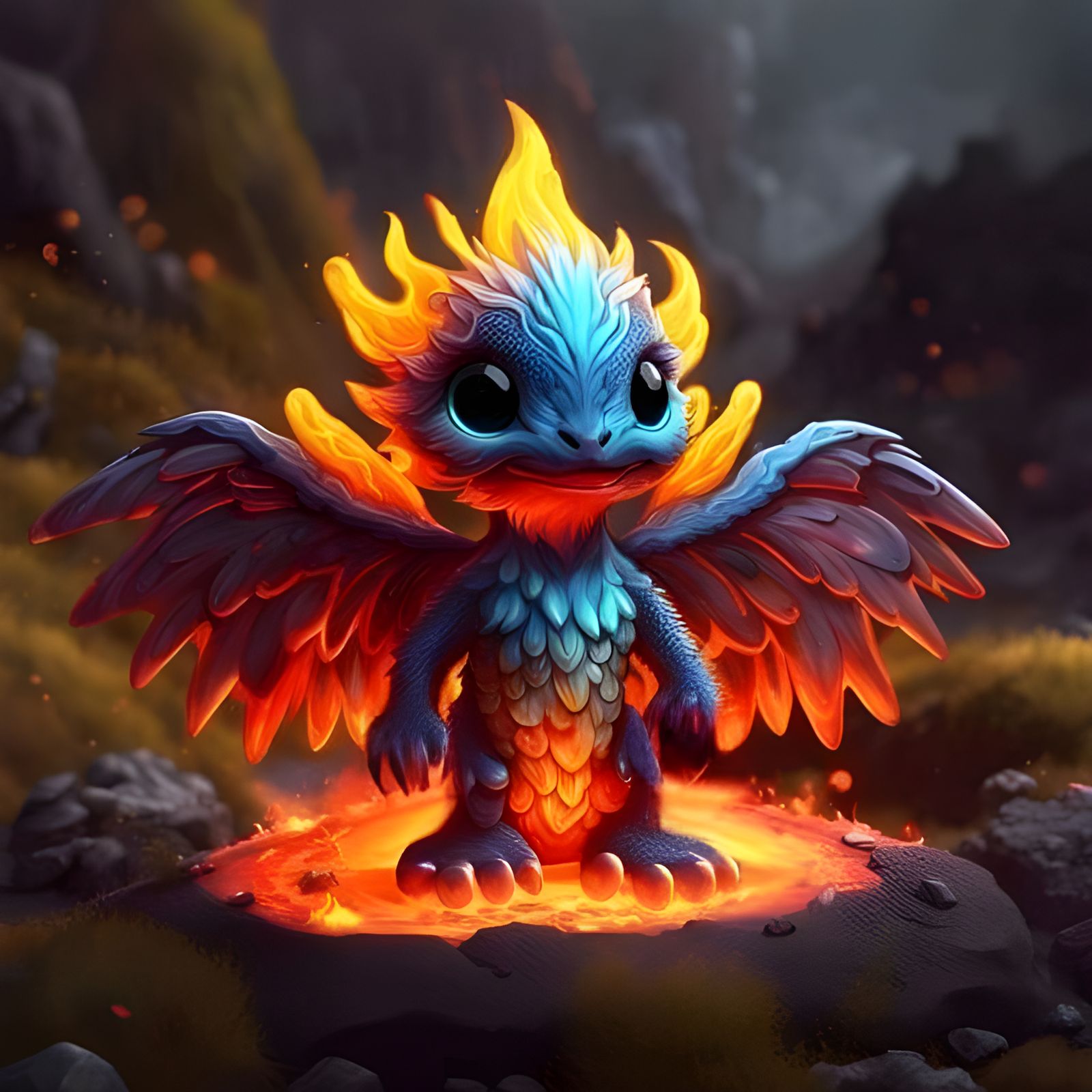 cute little glowing fire creature - AI Generated Artwork - NightCafe ...