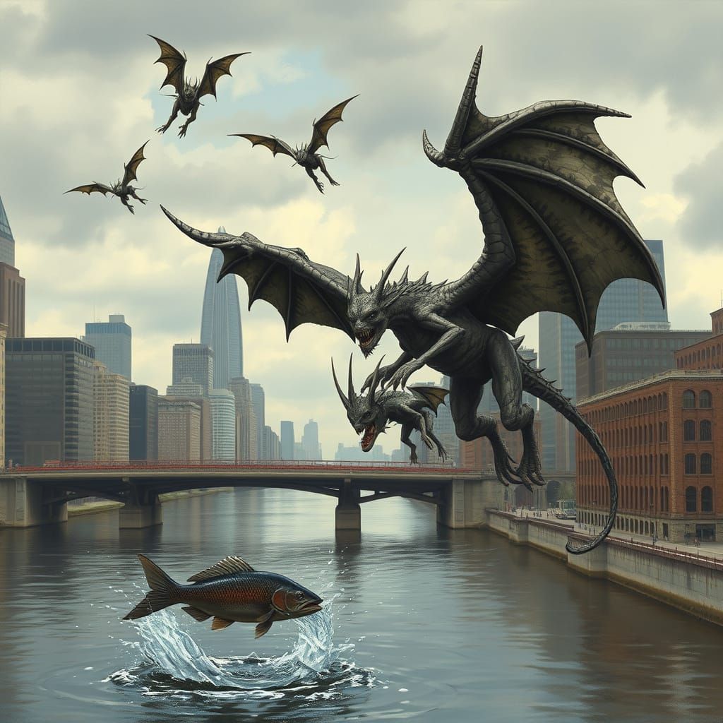 Gargoyles fishing downtown St Louis