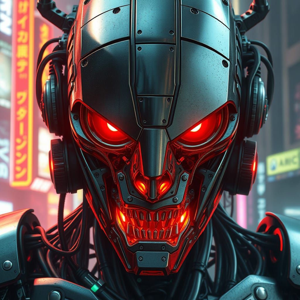 Cyberpunk Mechanical Robotic Face - Cyberpunk Mechanical Ro...