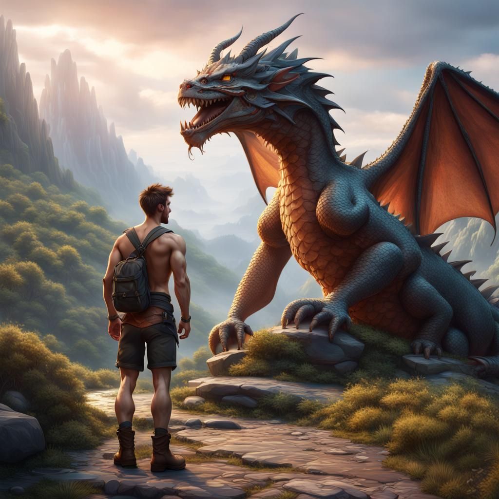 Dragon and Beefcake II - AI Generated Artwork - NightCafe Creator