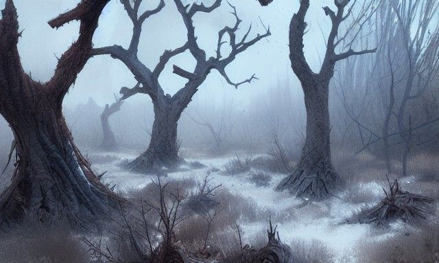 Sinister Winter Ghosts in a Wasteland Landscape - AI Art
