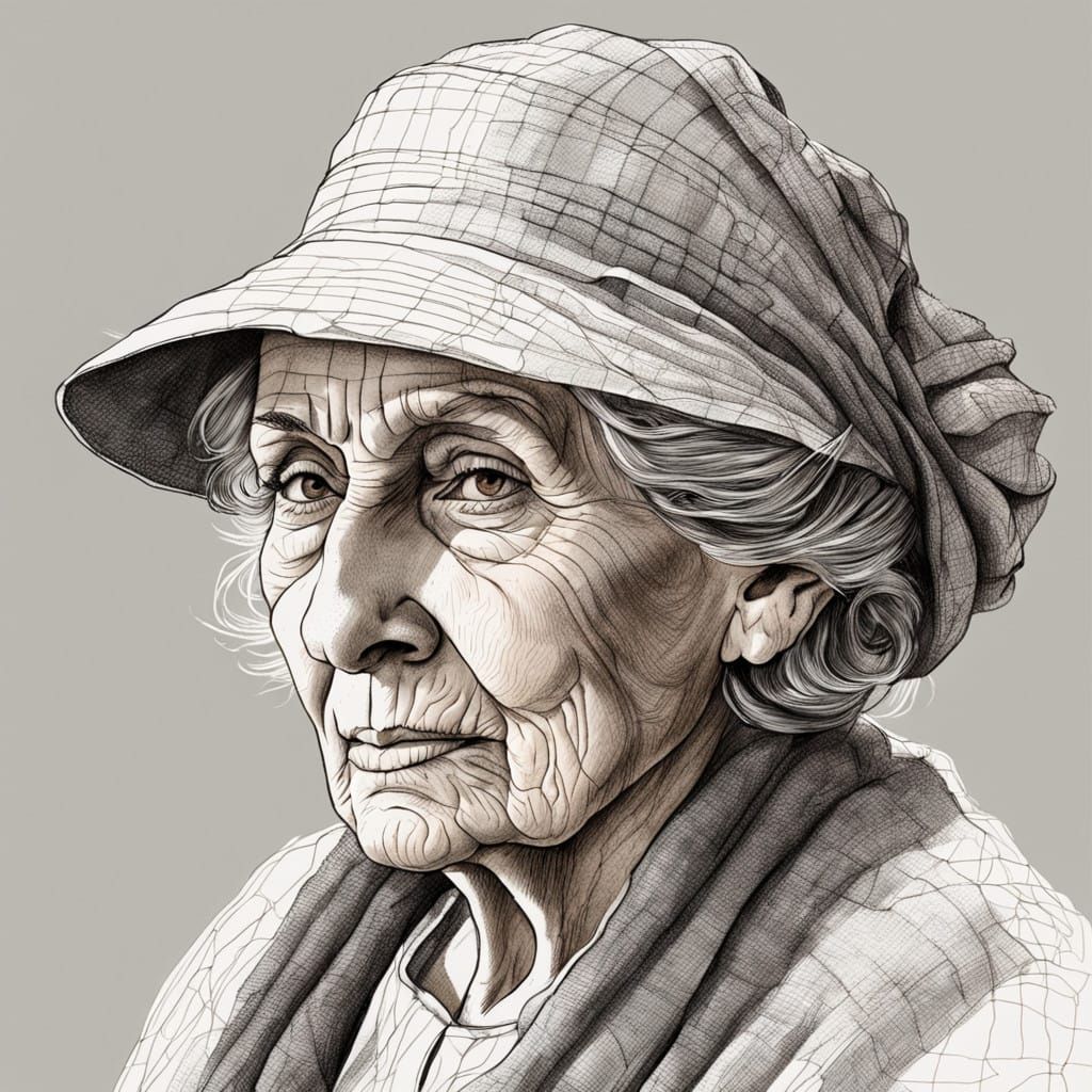 Aged Wisdom in Dark Ages Line Art - AI Art