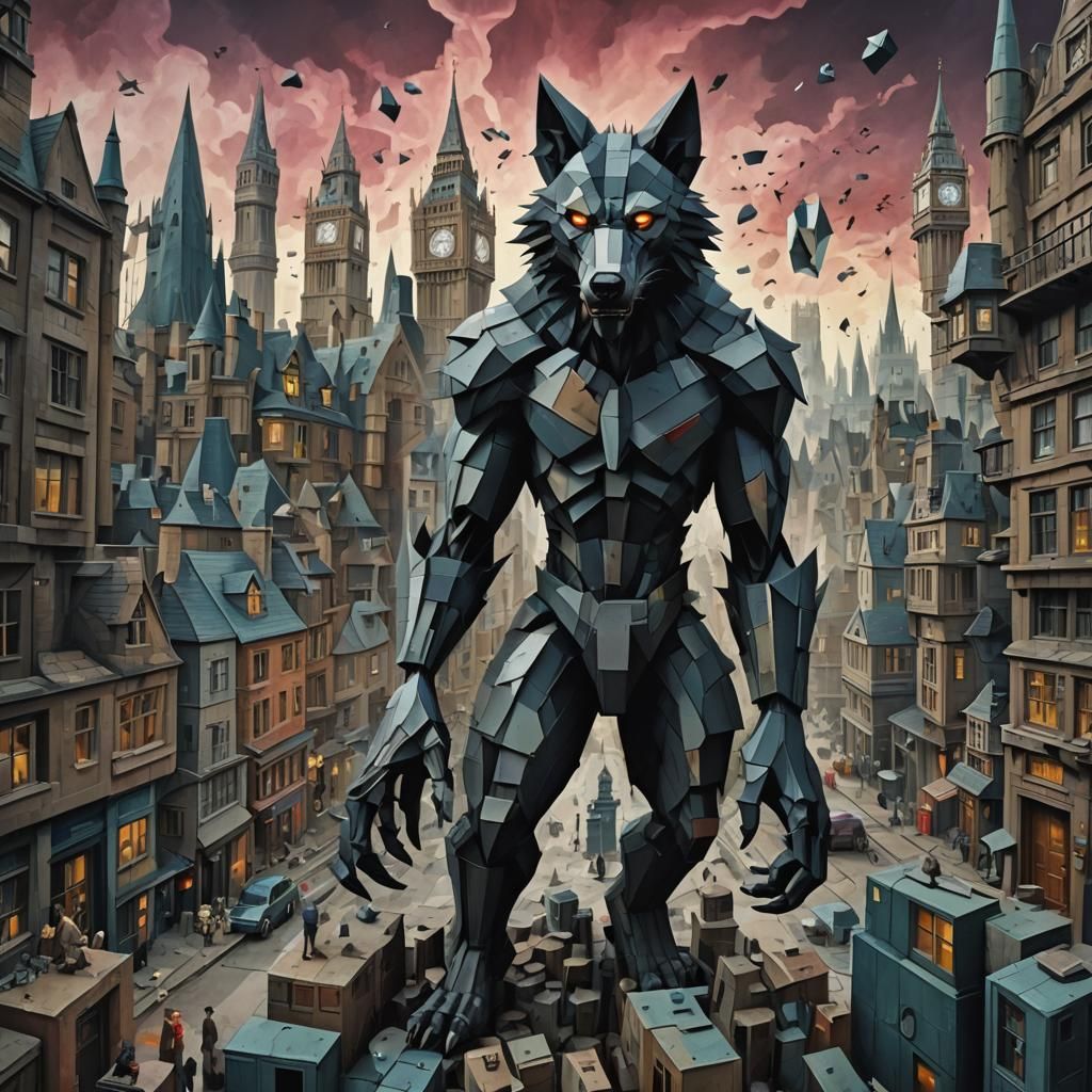 Werewolf in London fairycore 8k resolution abstract cubist matte ...