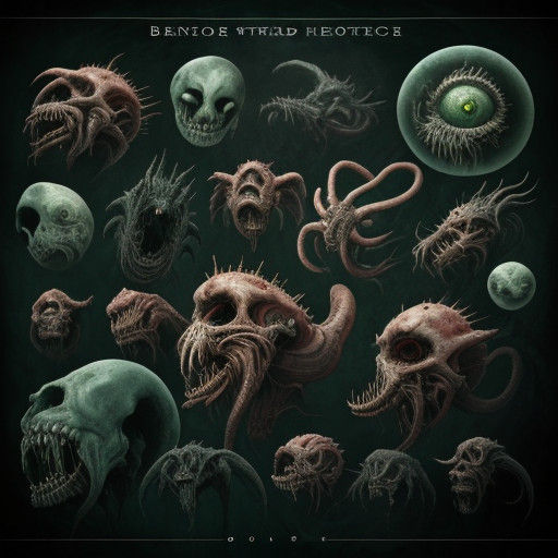 Ethereal Horror Creatures Emerge from Dark Abyss - AI Art