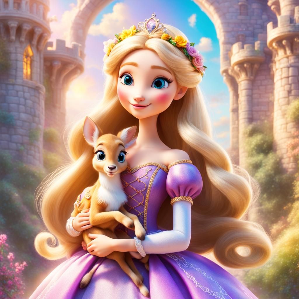 Lady Rapunzel with Bambi - AI Generated Artwork - NightCafe Creator