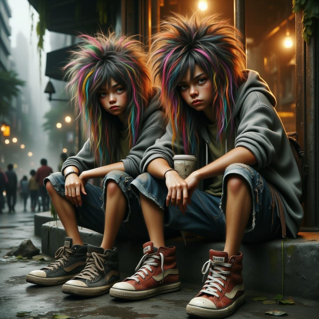 The Gruesome Twosome. - Grumpy Couple Sipping Coffee in Urba...