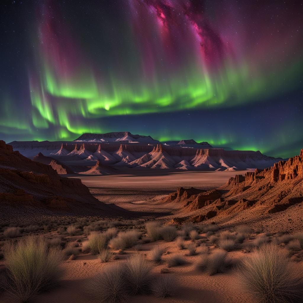 Desert canyon ambient: aurora sky . - AI Generated Artwork - NightCafe ...