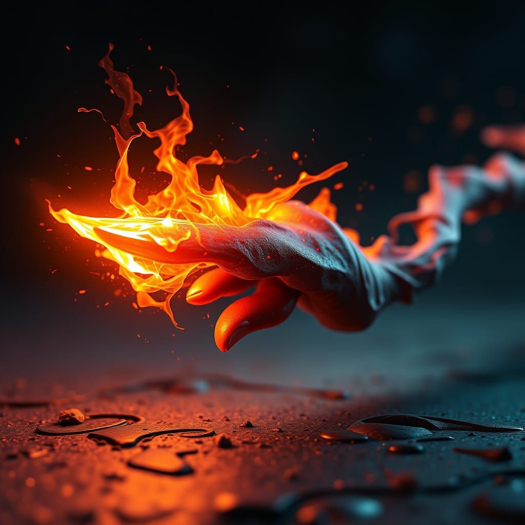 a fiery mouse cursor. - Surreal Fiery Mouse Cursor in Deep F...