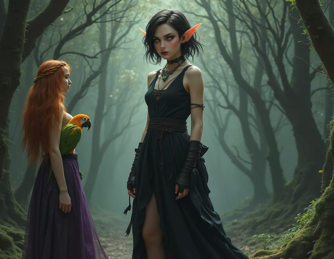 Ethereal Drowe Elf Portrait in a Mystical Forest - AI Art