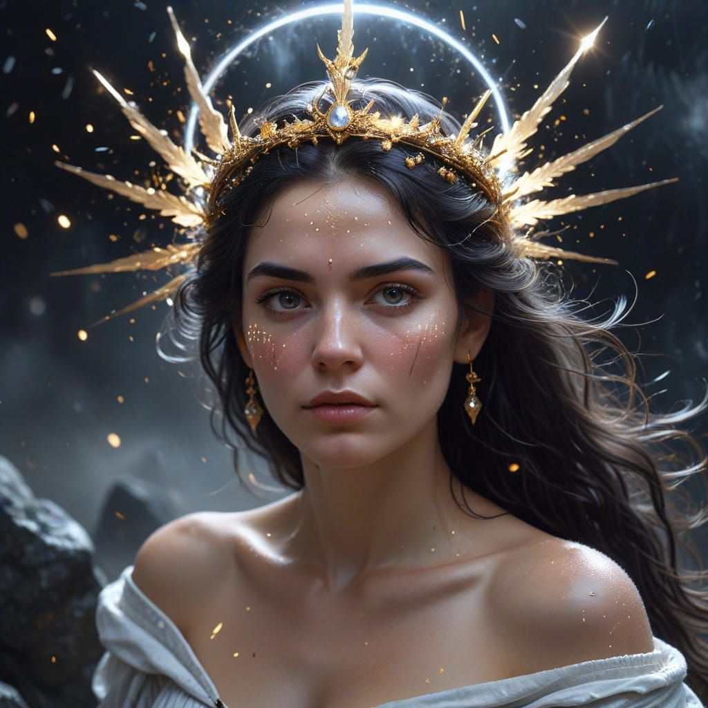 Goldeneye Goddess - Ethereal Goddess with Golden Halo and Sp...