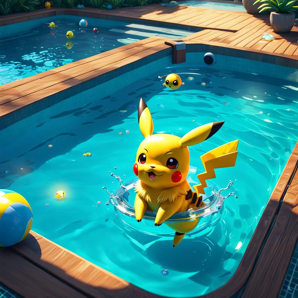 Pikachu swimming - AI Generated Artwork - NightCafe Creator