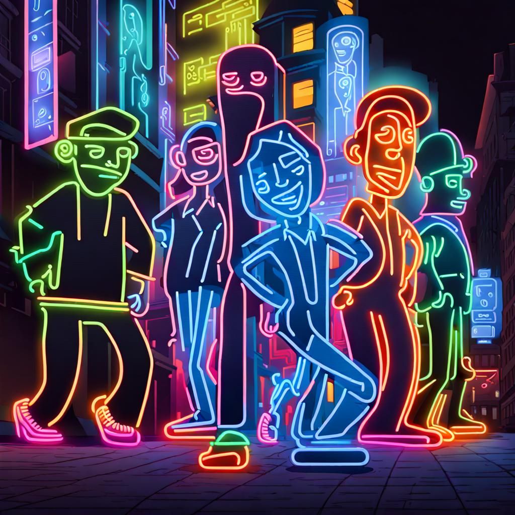 Neon People. - AI Generated Artwork - NightCafe Creator