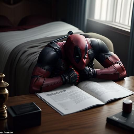 Deadpool Reading - AI Generated Artwork - NightCafe Creator