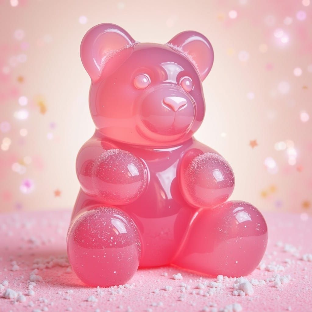 pink gummy bear - Pastel Wonderland with Whimsical Gummy Bea...