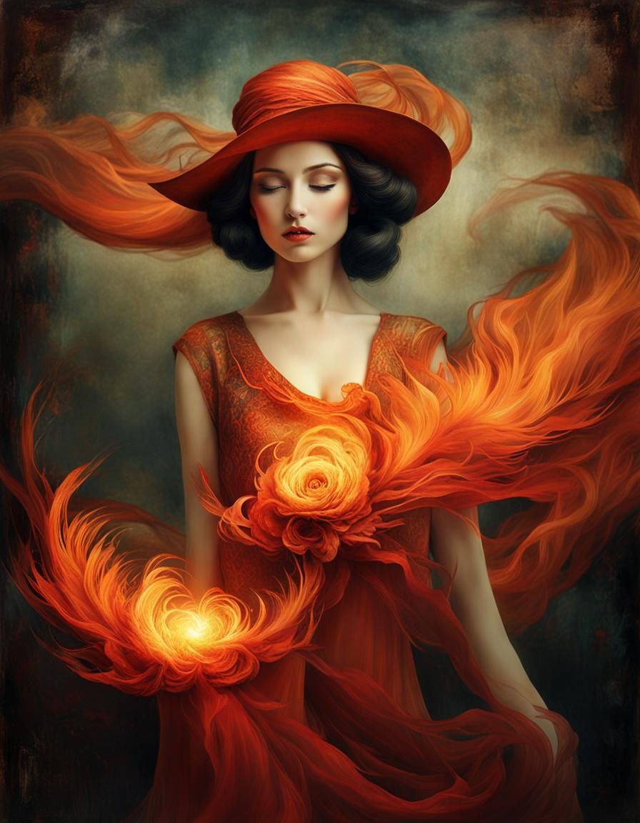Fire Lady - AI Generated Artwork - NightCafe Creator
